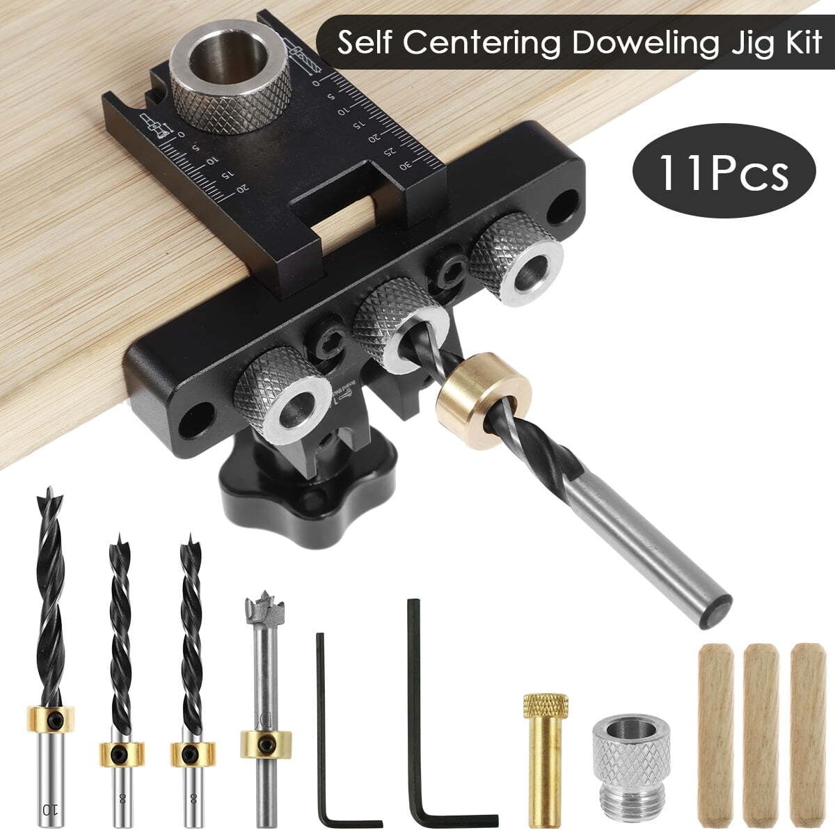 3 in 1 Adjustable Woodworking Drilling Locator Puncher Tools-Doweling ...