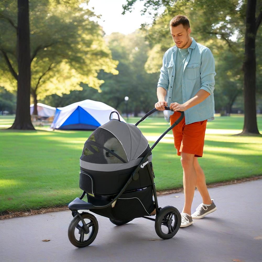 3-in-1 All-Terrain Pet Jogging Stroller for Large Dogs, Convertible Dog ...