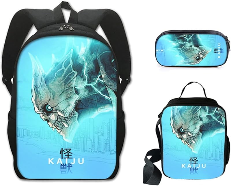 3 in 1 Anime Kaiju No. 8 Backpack Hibino Kafka Bookbag Satchel Daypack ...