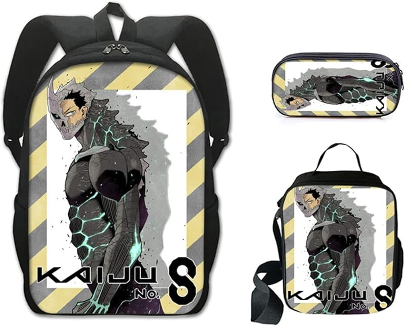 3 in 1 Anime Kaiju No. 8 Backpack Hibino Kafka Bookbag Satchel Daypack ...