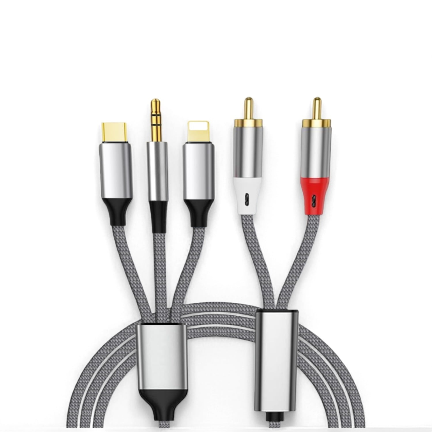 3-in-1 Audio Cable (Type-C/3.5mm to 2RCA) – Gold-Plated Connectors ...