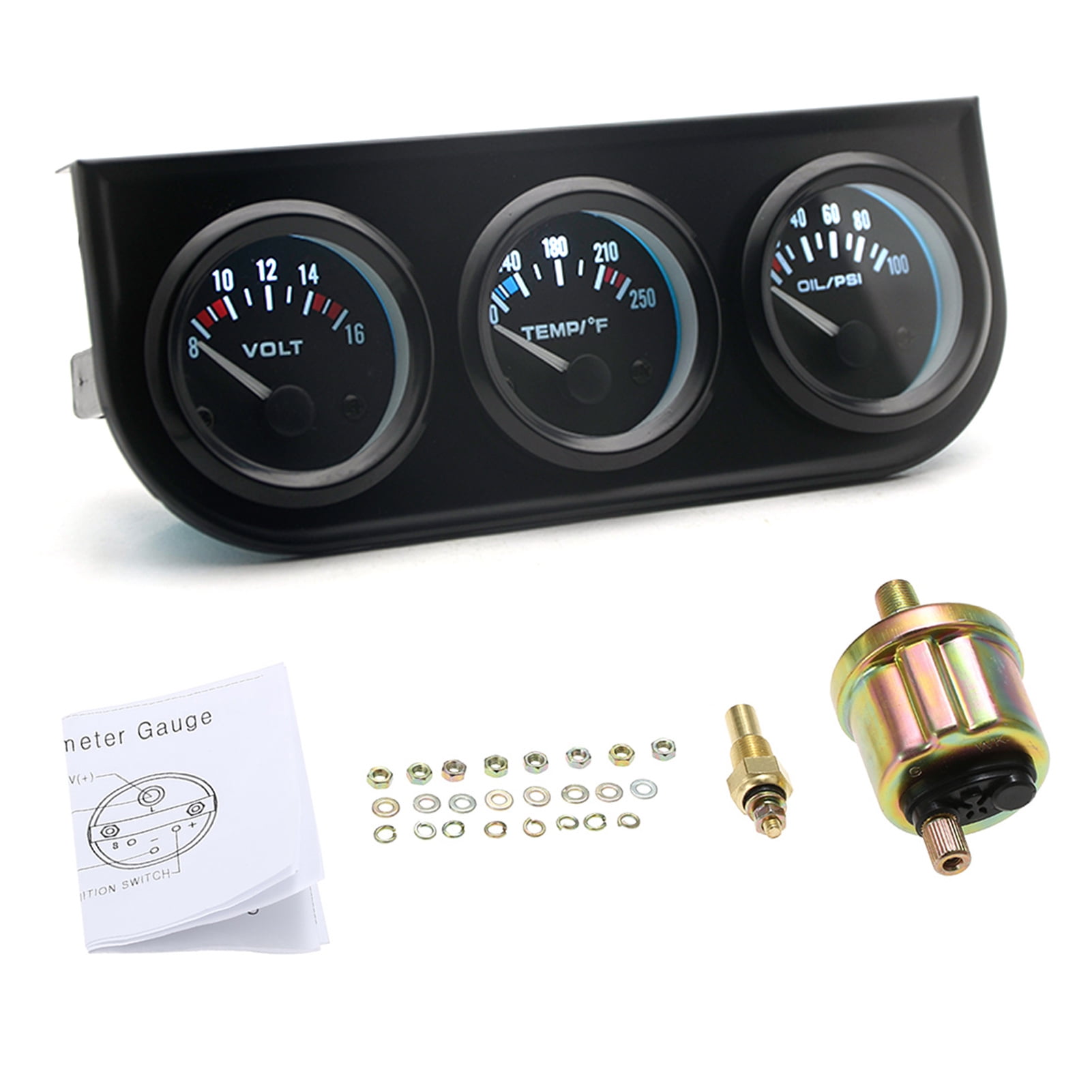 3-in-1 Auto Gauge Kit for Cars - Includes Voltmeter, Water Gauge, and ...