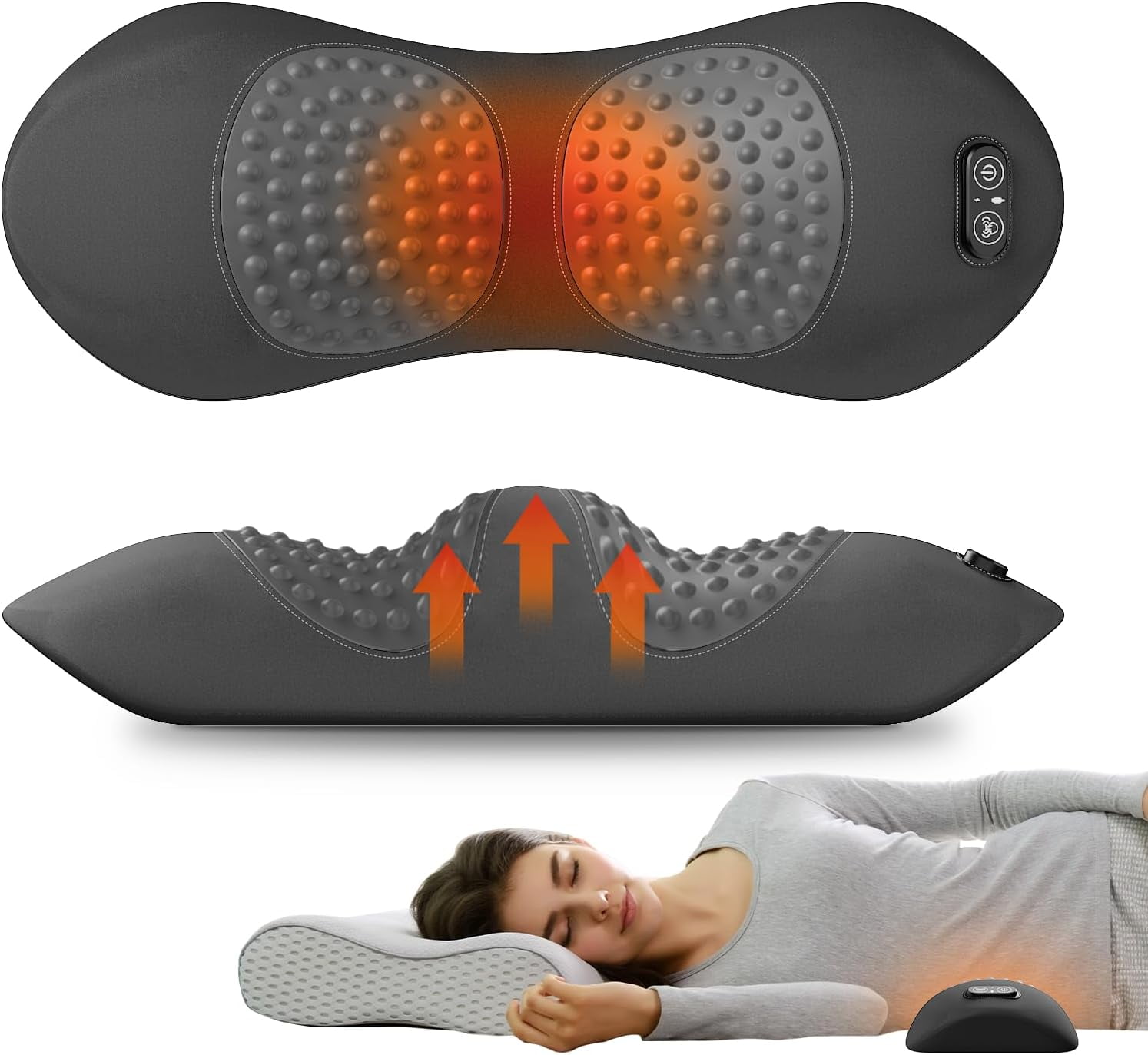 3 in 1 Back Massager, Electric Lumbar Support Pillow with Heat ...