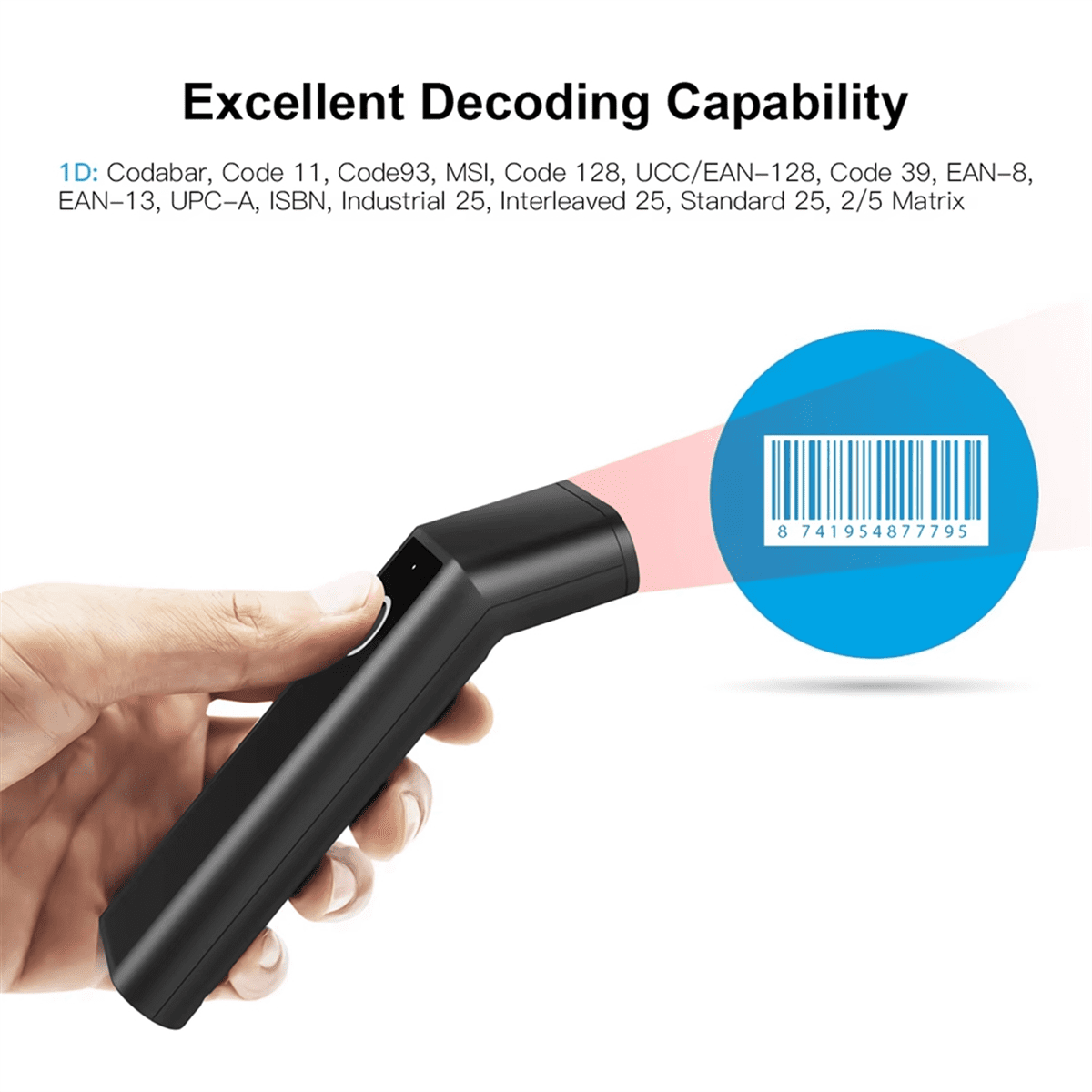 3 in 1 Barcode Scanner Handheld 2D/QR Bar Code Reader BT and 2.4G ...