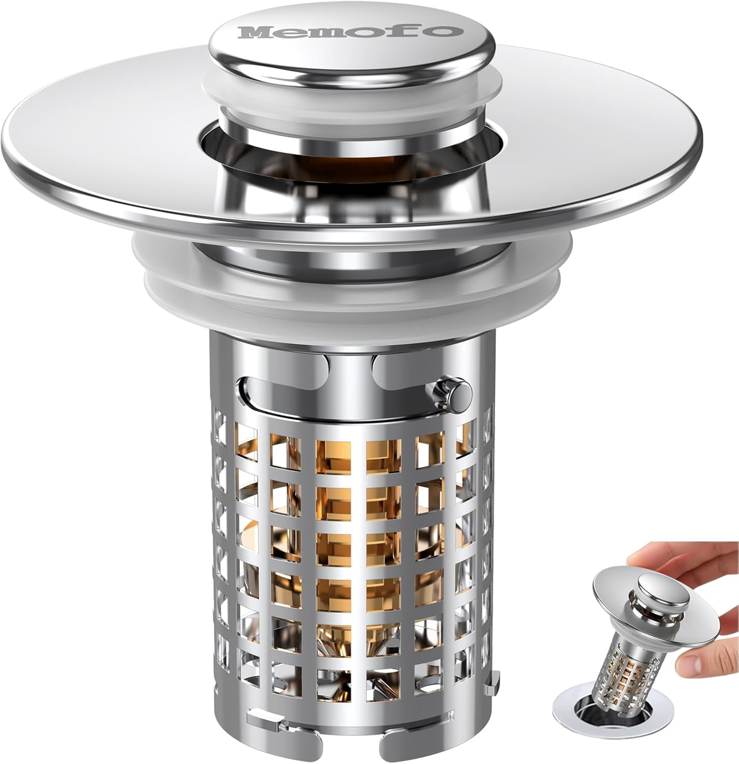 3-in-1 Bathroom Sink Drain Strainer, Stainless Steel Pop-up Strainer ...