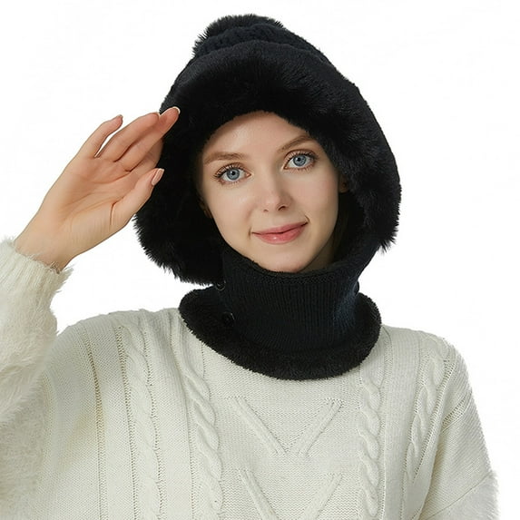 3 in 1 Beanie Hat With Scarf And Mask Cozy Beanies Women Winter Scarves ...