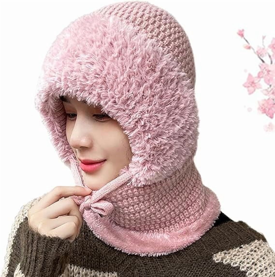 3-in-1 Beanie Hat for Women with Scarf and Mask - Winter Balaclava ...
