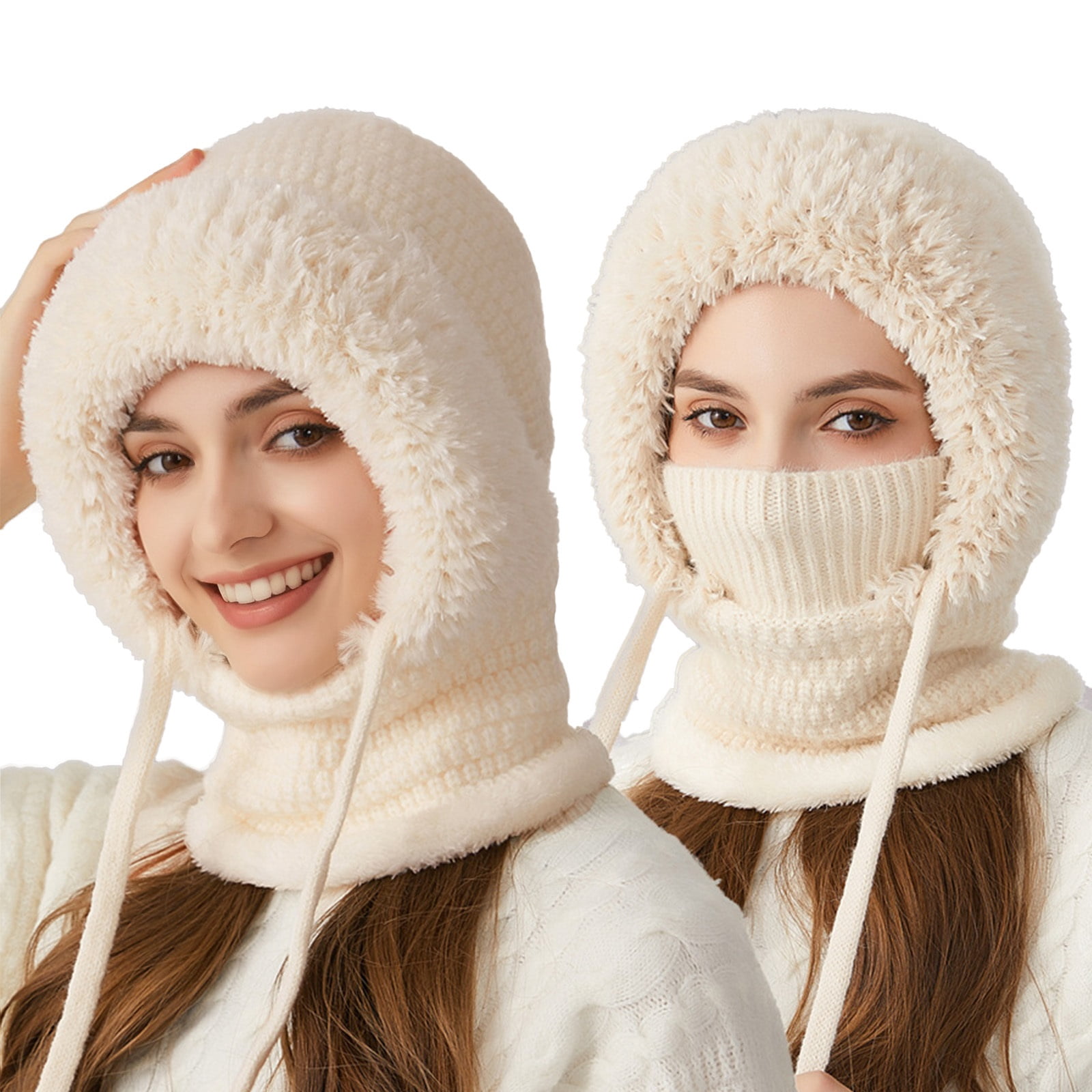 3 in 1 Beanie Hat for Women, Beanie Mask, & Scarf in One, Cold ...