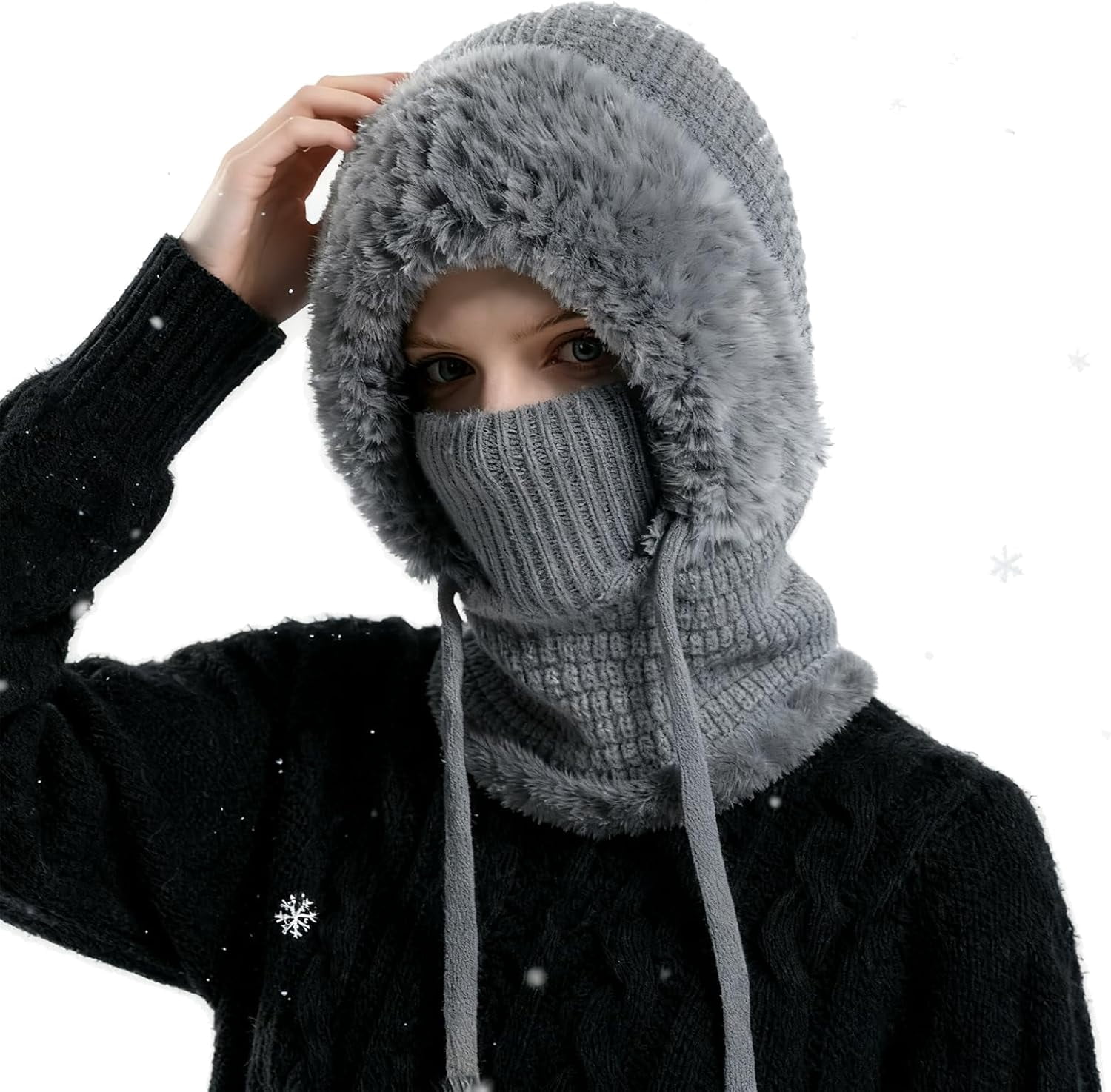 3 in 1 Beanie Hat for Women – Cold Resistant Knit Hooded Scarf & Neck ...
