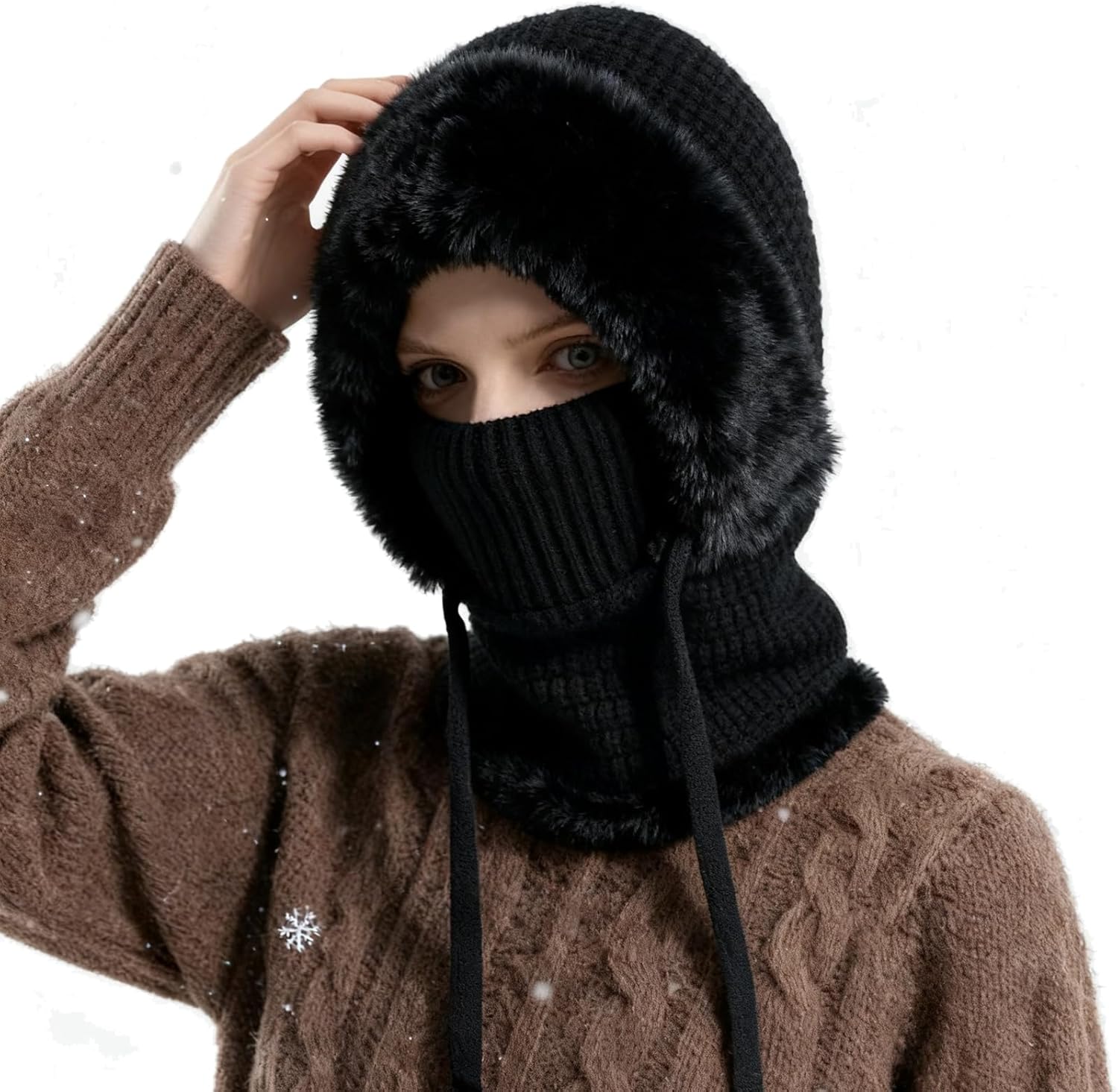 3 in 1 Beanie Hat for Women – Cold Resistant Knit Hooded Scarf & Neck ...