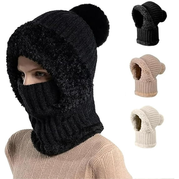 3 in 1 Beanie Hat for Women, Hat with Scarf and Mask, Winter Warm ...