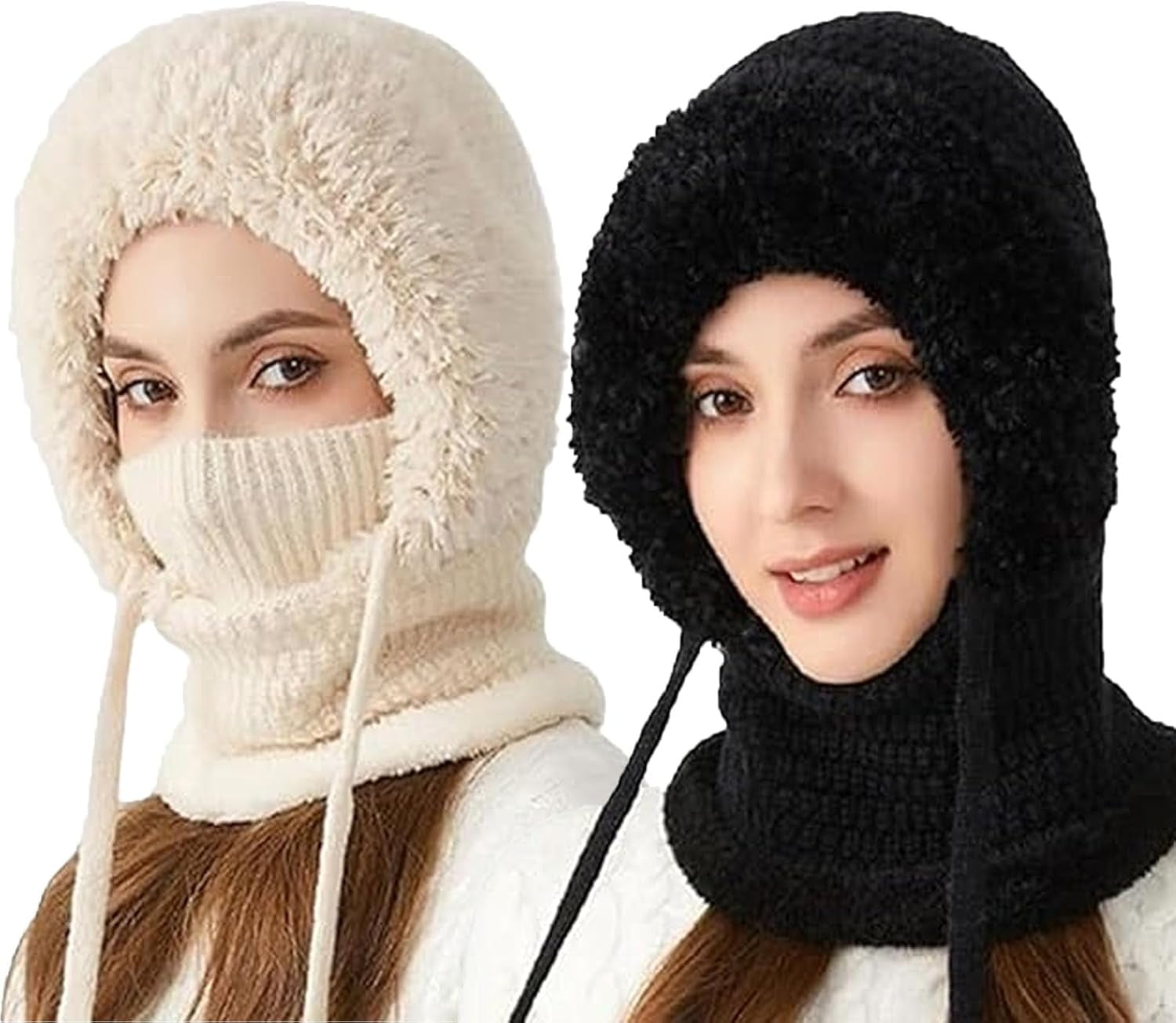 3 in 1 Beanie Hat for Women Men, Cold Weather Skull Cap with Attached ...