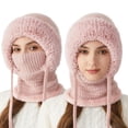 3 in 1 Beanie Hat for Women, Plush-Lined Winter Balaclava Hooded Scarf ...