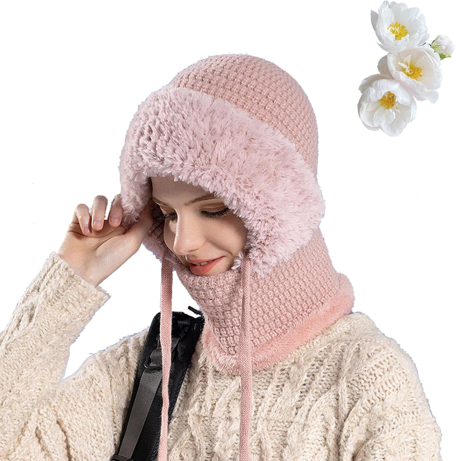 3 in 1 Beanie Hat with Scarf and Mask, Fleece Lined Winter Knit Hat Set ...