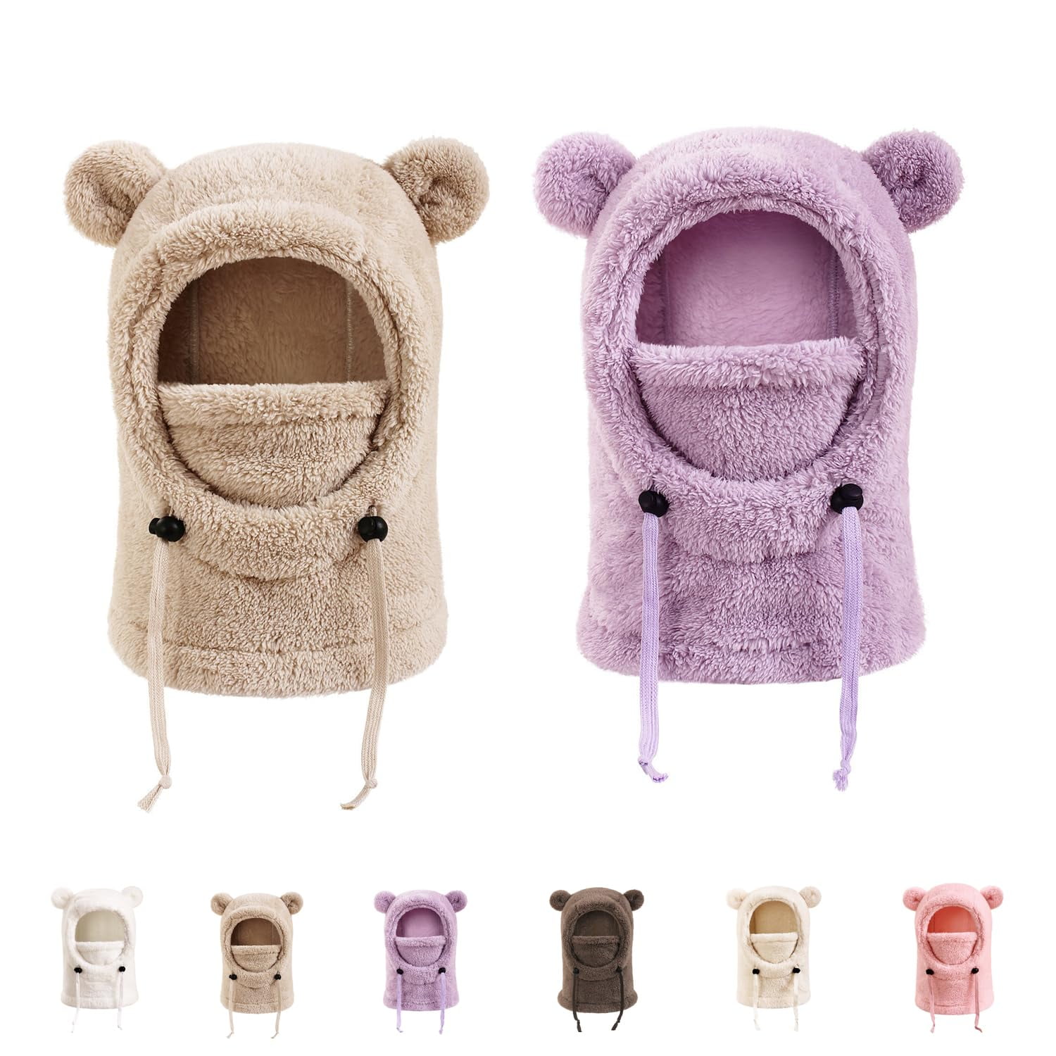 3 in 1 Beanie Hat with Scarf and Mask Kids Unisex Winter Warm Fleece ...