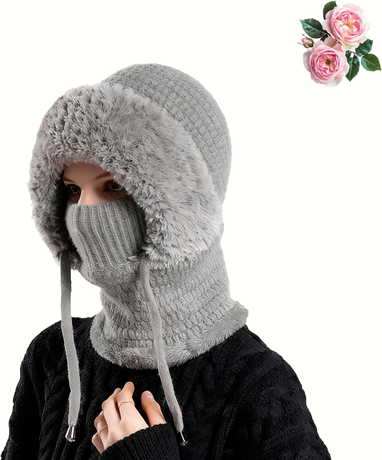 3 in 1 Beanie Hat with Scarf and Mask, Knitted Hat for Women, Ski Scarf ...