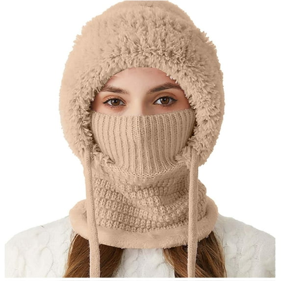 3 in 1 Beanie Hat with Scarf and Mask,Womens Soft Knit Beanie Outdoor ...