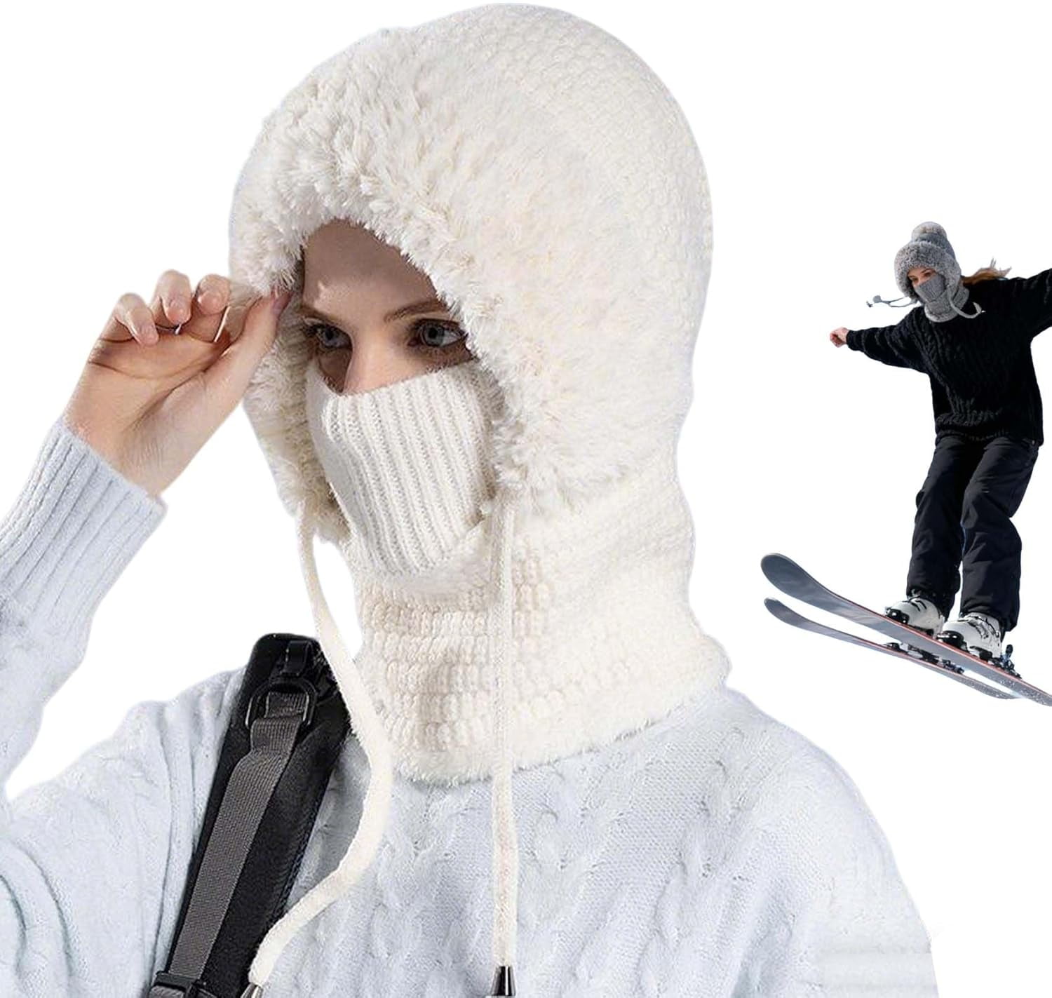 3 in 1 Beanie Hat with Scarf and Mask for Men & Women, Fleece Lined Ski ...