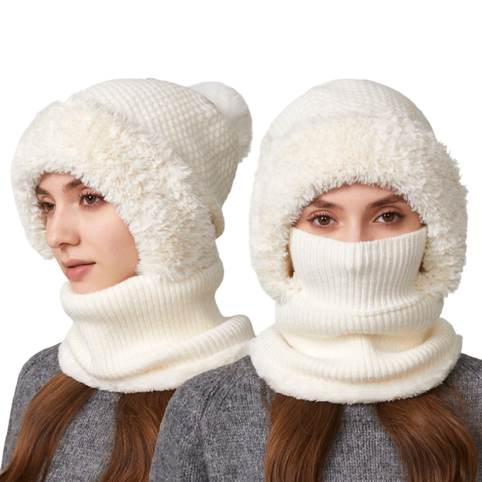 3 in 1 Beanie Hat with Scarf and Mask for Women – Winter Balaclava ...