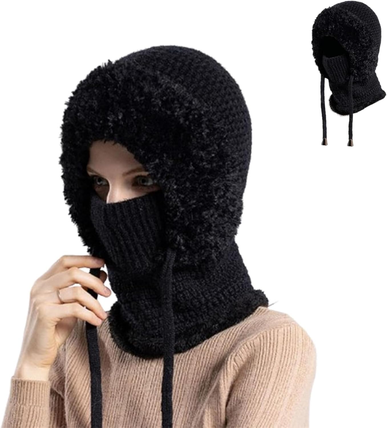3 in 1 Beanie Hat with Scarf and Mask for Women – Winter Balaclava ...