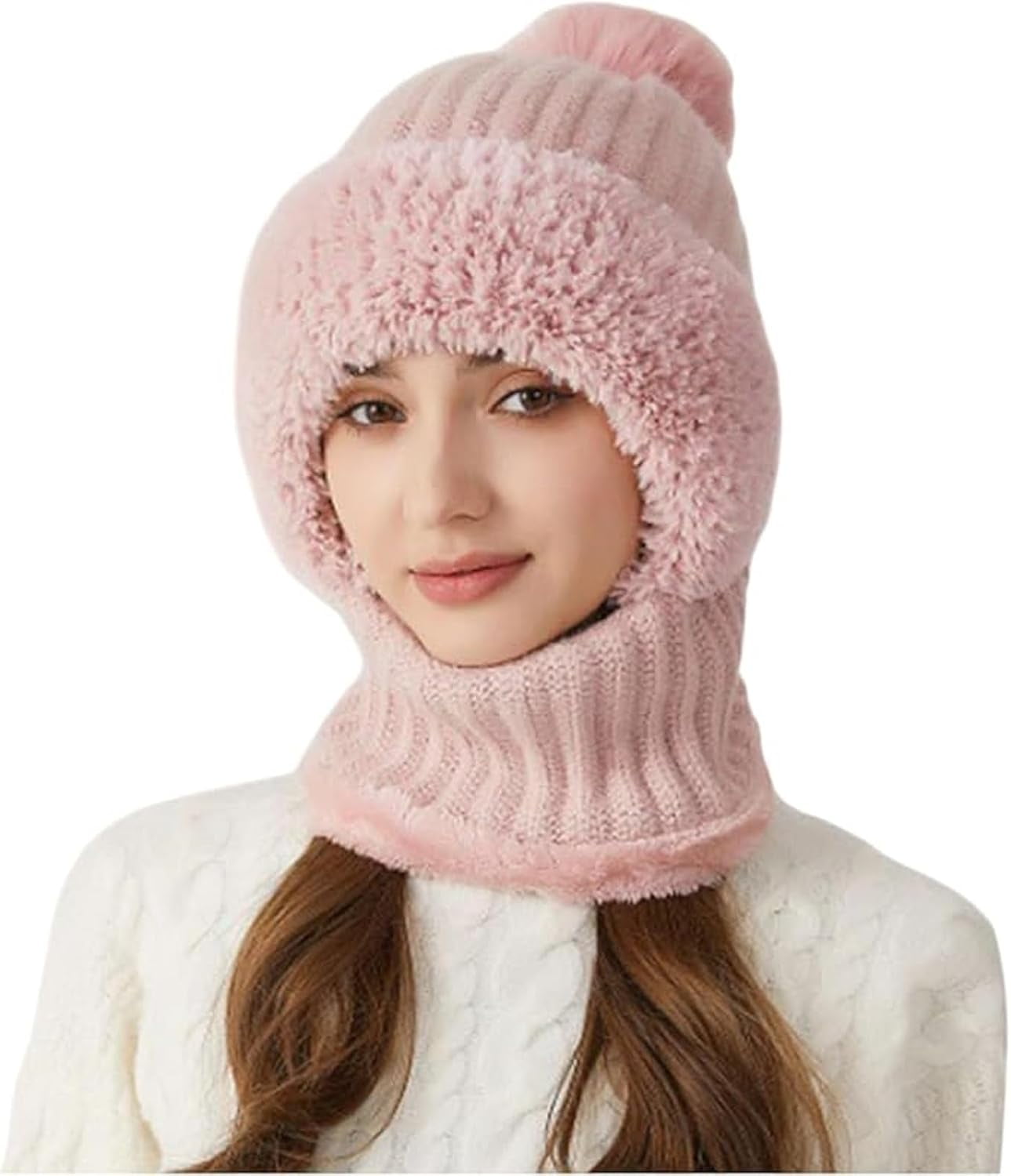 3 in 1 Beanie Hat with Scarf and Mask with Soft Fleece Lining, Machine ...