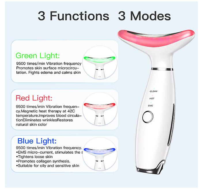 3-in-1 Beauty Massager for Face and Neck, Based on Triple Action LED ...
