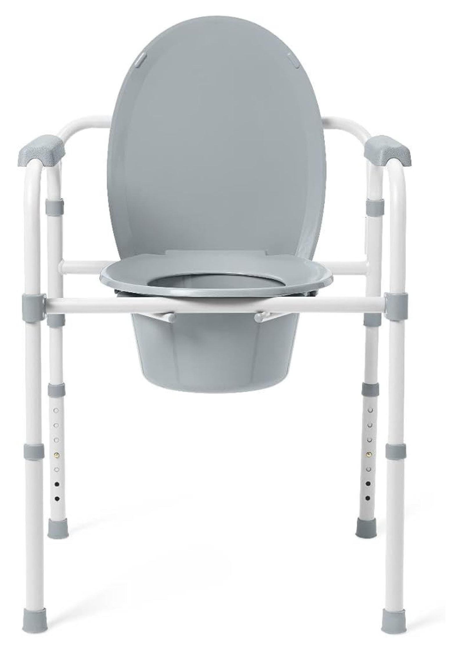 3-in-1 Bedside Commode Chair with Elongated Seat – Steel Folding Frame ...