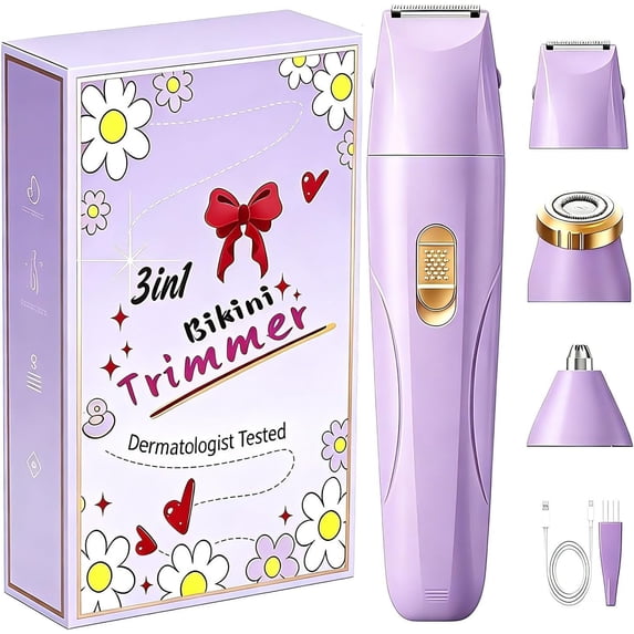 3-in-1 Bikini Trimmer for Women, Painless Electric Razor for Silky ...