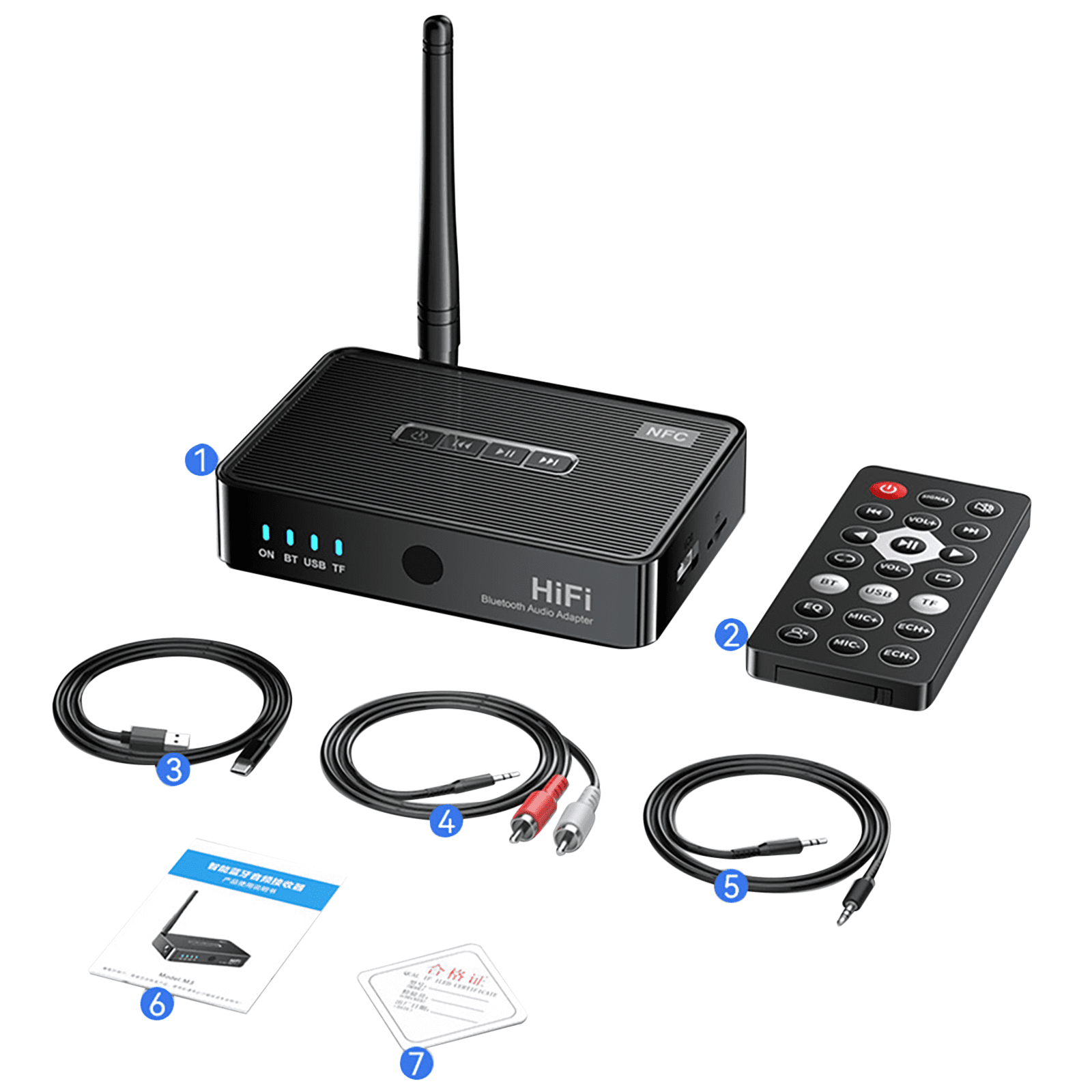5.1 Receiver Adapter with Remote Control Kits Wireless Audio Connection ...
