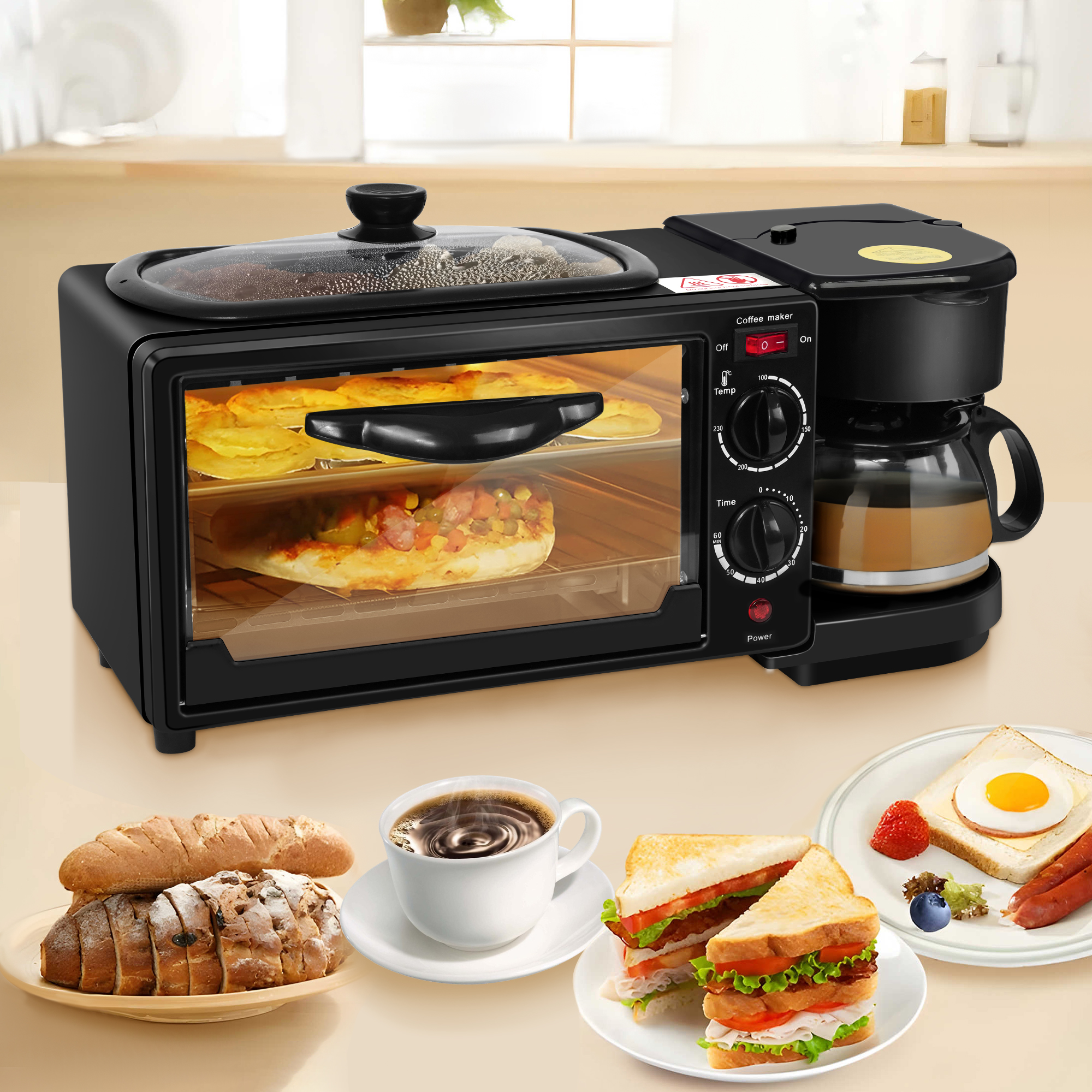 Elite EBK-200B 3-in-1 Multifunction Breakfast Center, Black - Walmart.com