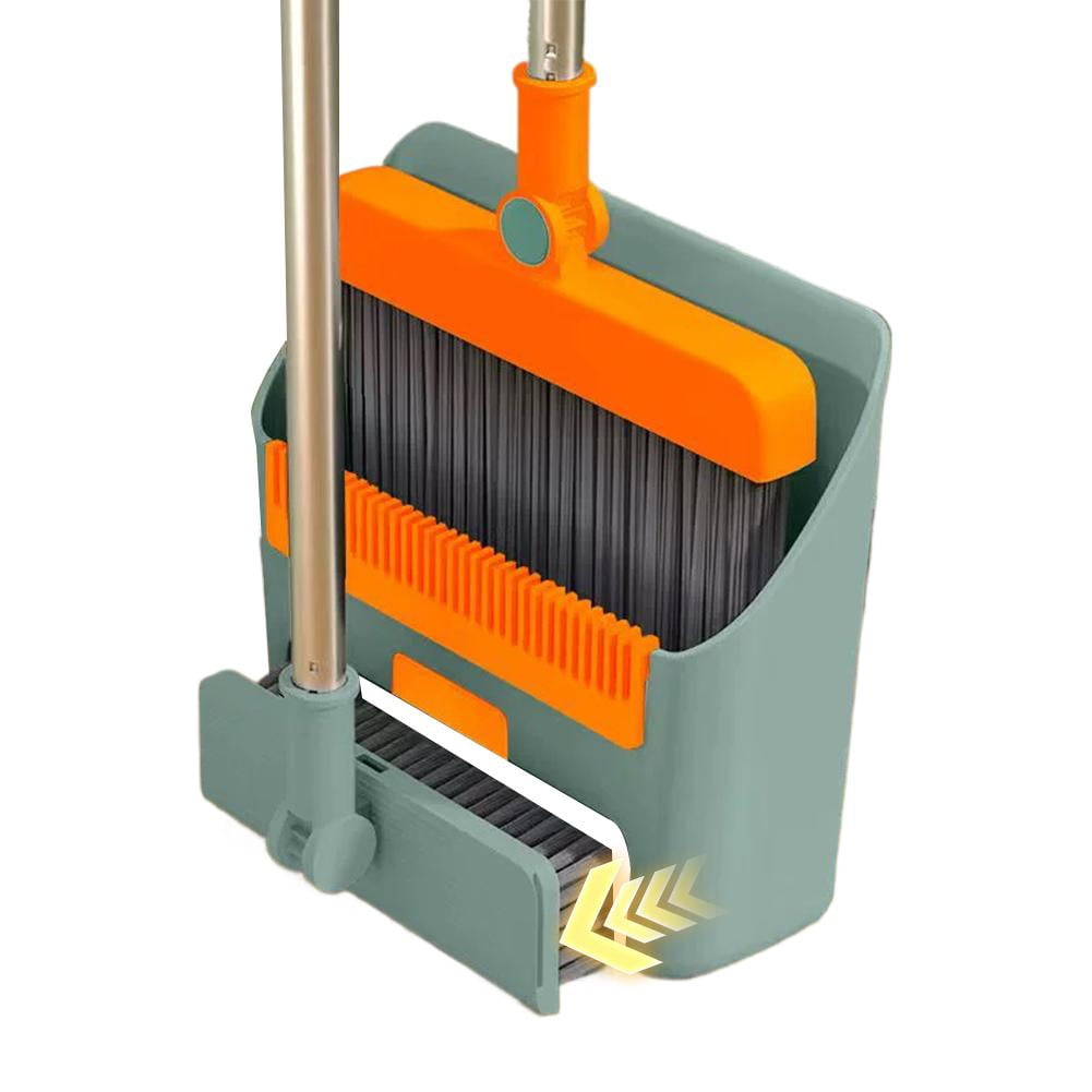 3-in-1 Broom and Dustpan Set with Long Handle, Adjustable Push Floor ...