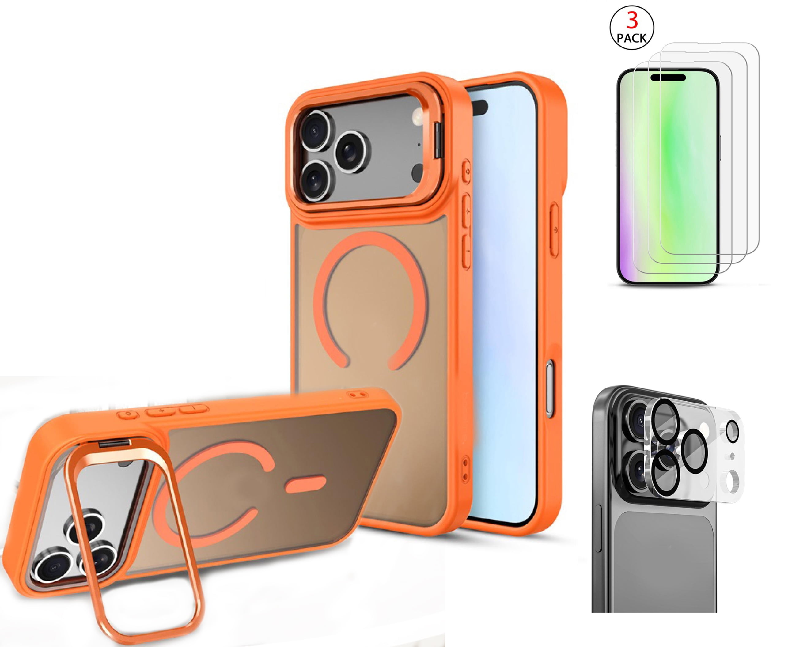 3 in 1 Bundle: Premium Protective Bundle for iPhone 17 Pro – Kickstand ...