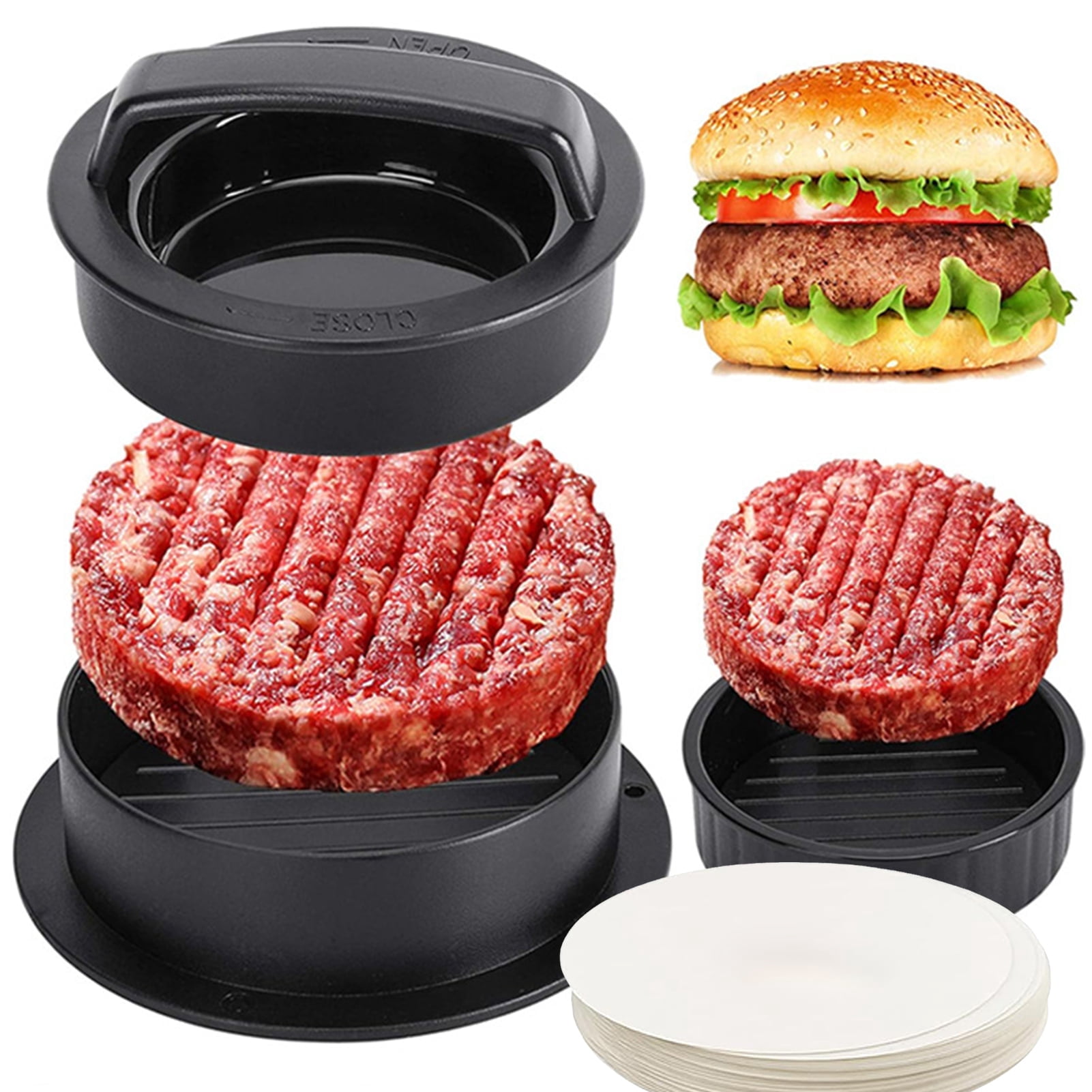 3-in-1 Burger Press Patty Maker Set for Grilling Stuffed Burgers ...