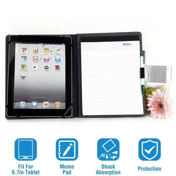 3-in-1 Business Tablet Portfolio Case - 9.7" PU Protector with Notepad ...