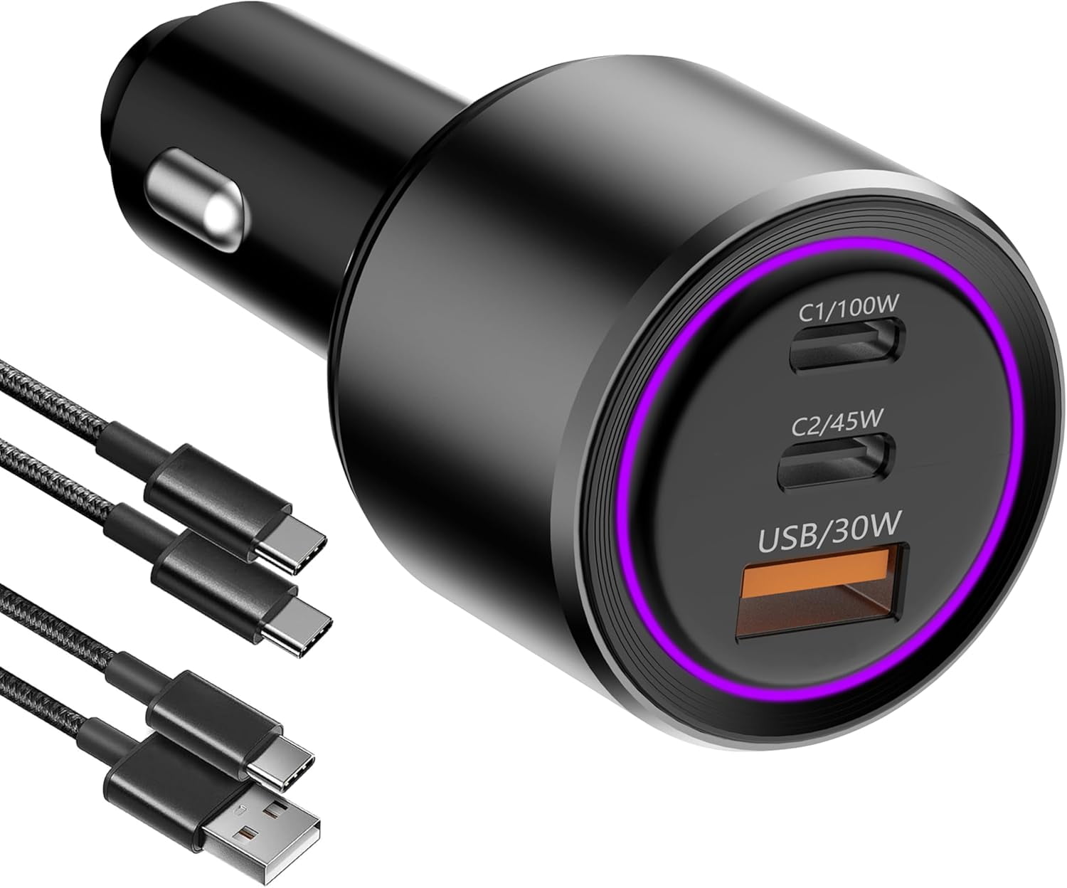 3-in-1 CAR CHARGER: Equipped with 2 USB C ports and 1 USB A port. C1 ...