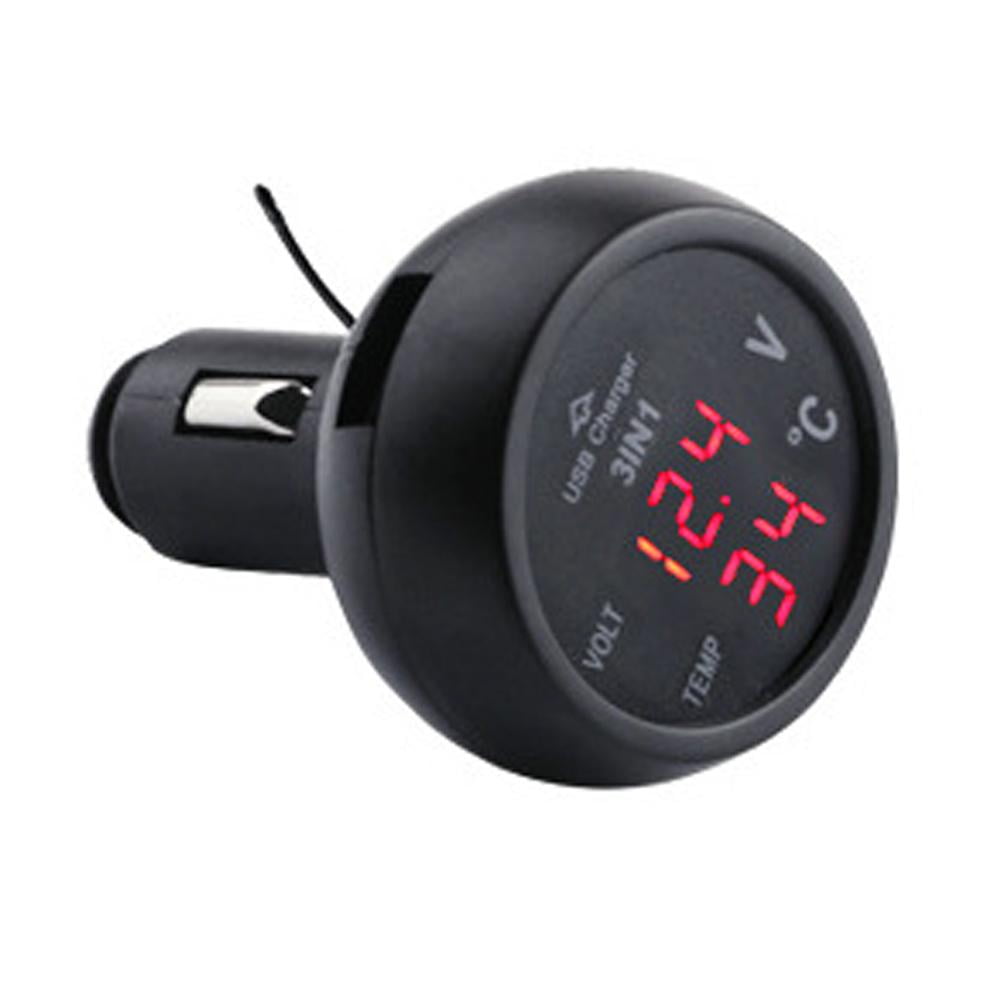 3 in 1 Car Auto LED Digital Voltmeter Gauge 12/24V +Thermometer+USB ...