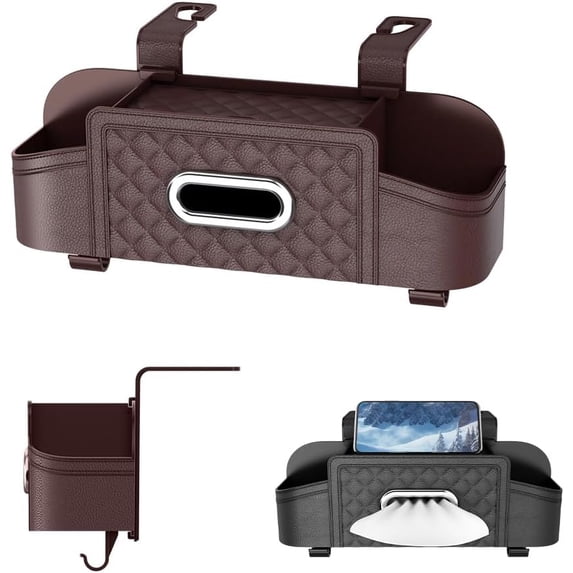 3-in-1 Car Backseat Organizer with Cup Holder Tissue Box and Hooks ...