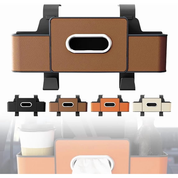 3-in-1 Car Backseat Organizer - with Cup Holder, Tissue Box & Trash Bin ...