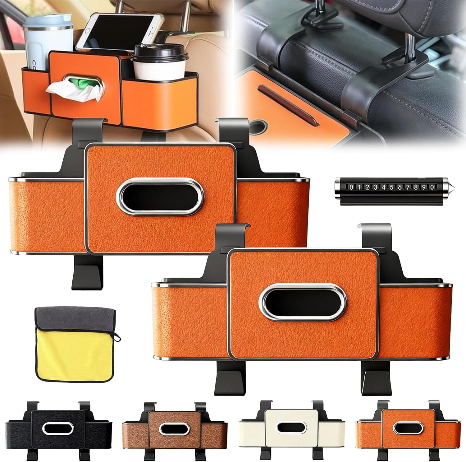 3-in-1 Car Backseat Organizer with Cup Holders, Hooks, and Tissue, for ...