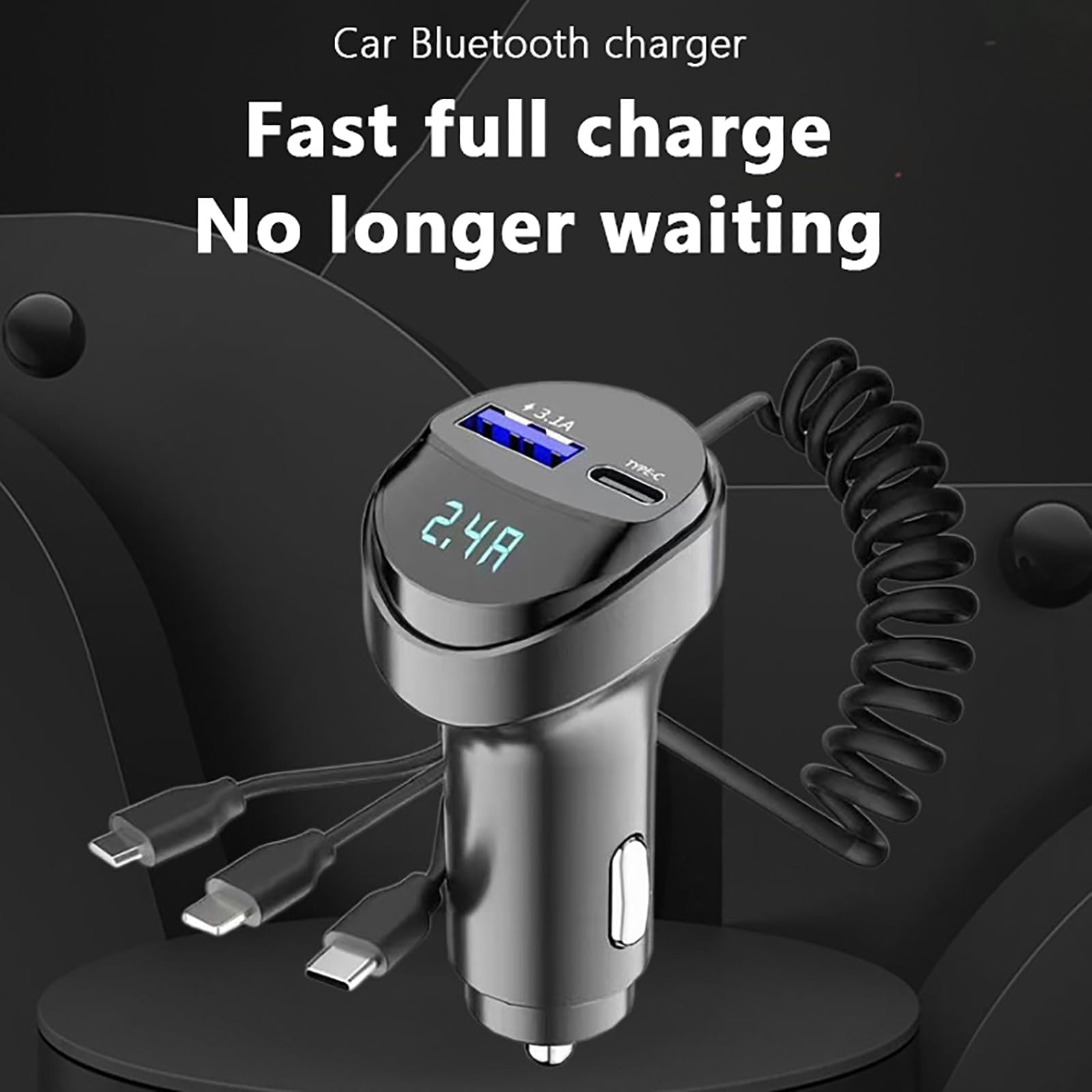 3-in-1 Car Charging Station Box, Retractable Charging Cable ...