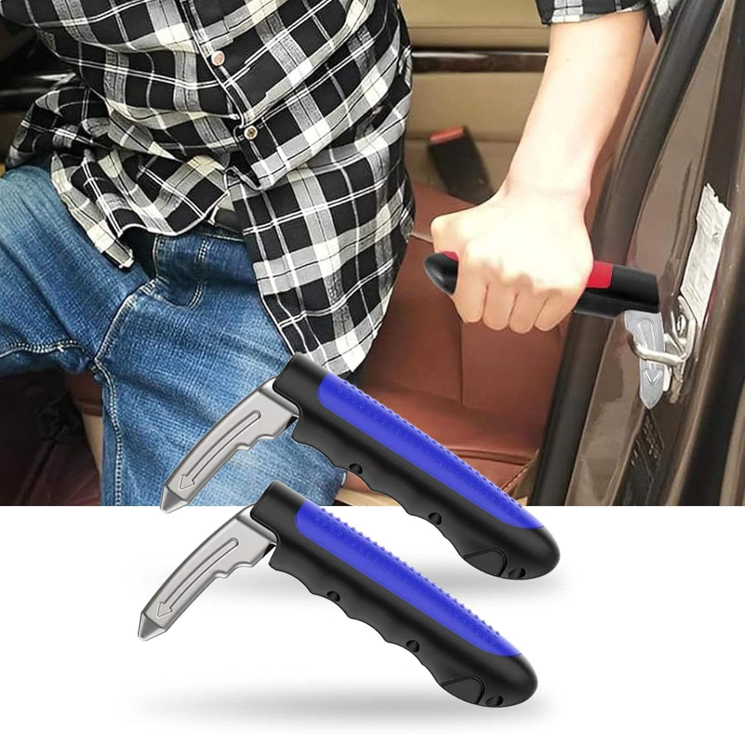 3-in-1 Car Door Assist Handle with Seat Belt Cutter & Window Breaker ...