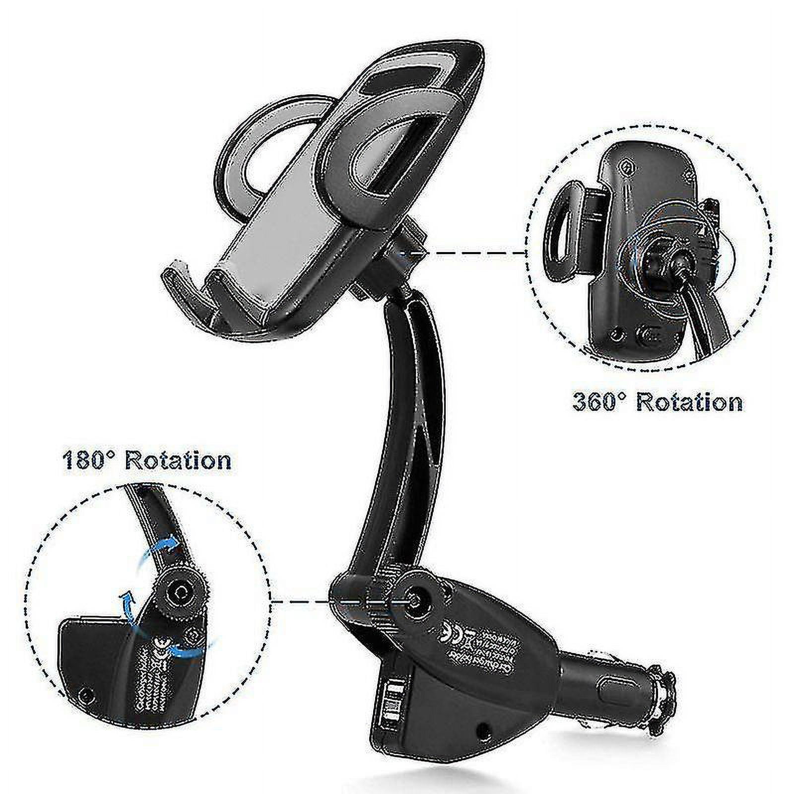 3-in-1 Car Mount Cigarette Lighter Rotatable Phone Holder With Dual Usb ...