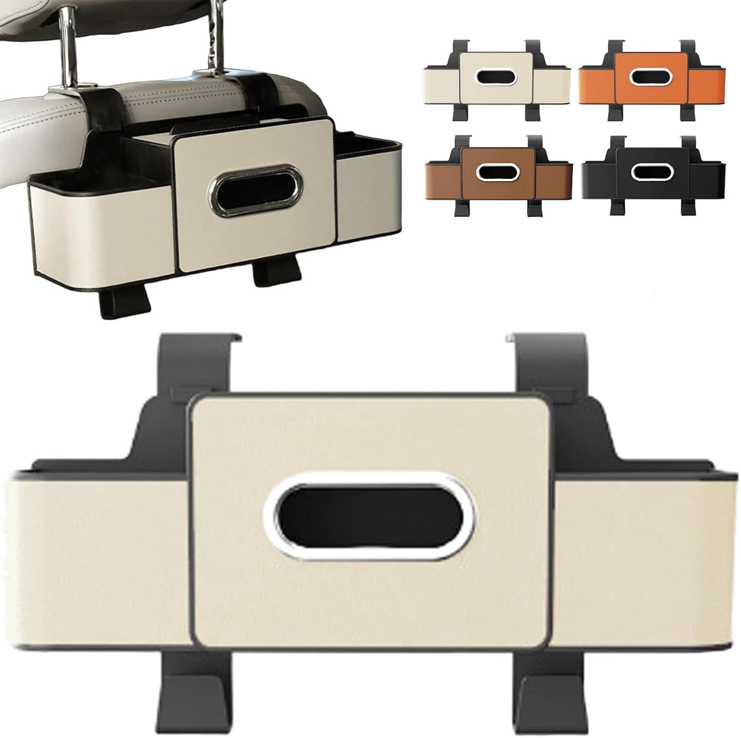 3-in-1 Car Organizers and Storage Box with Drink Holder & Tissue Box ...