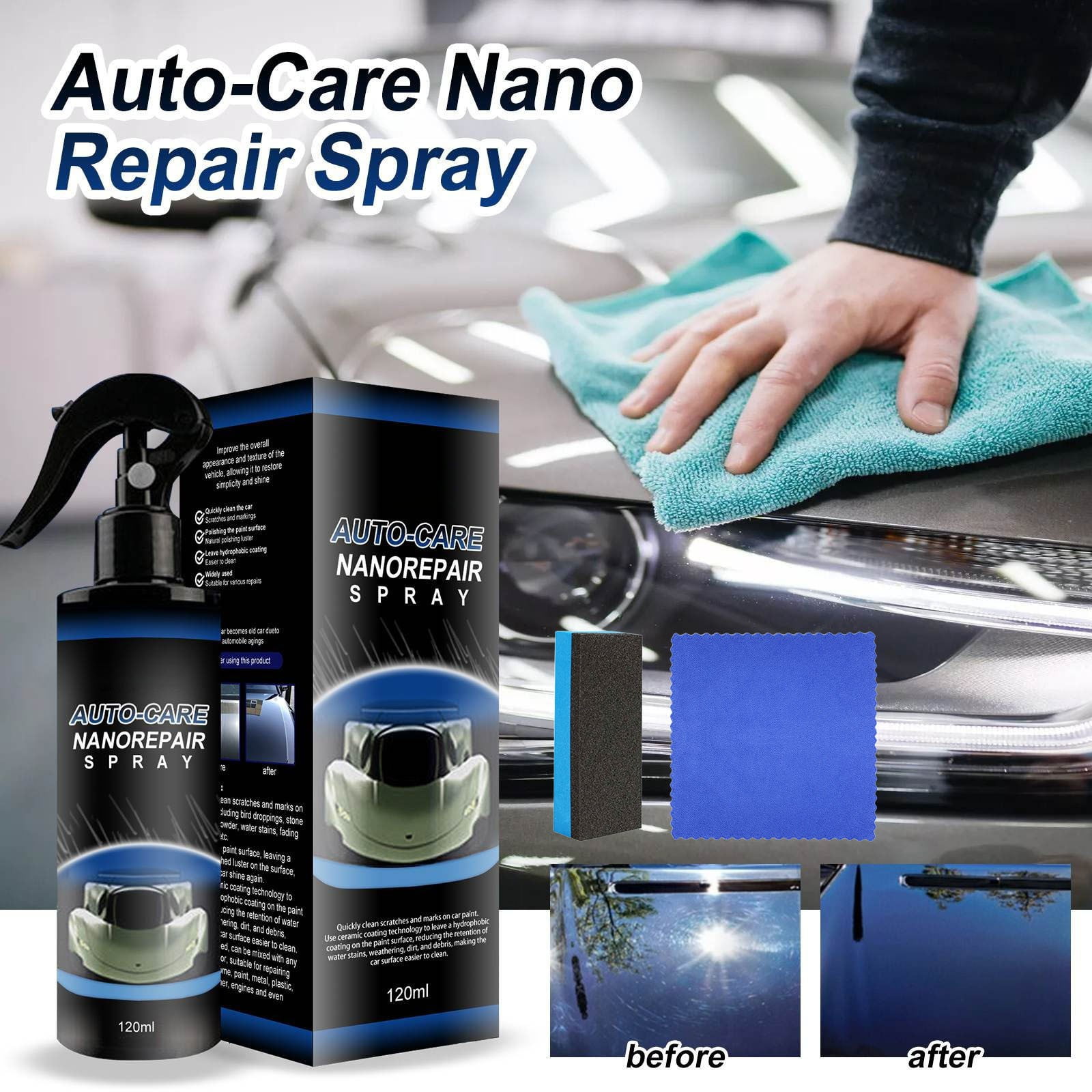 3-in-1 Car Polish & Scratch Remover Spray,120ml High-Protection Coating ...