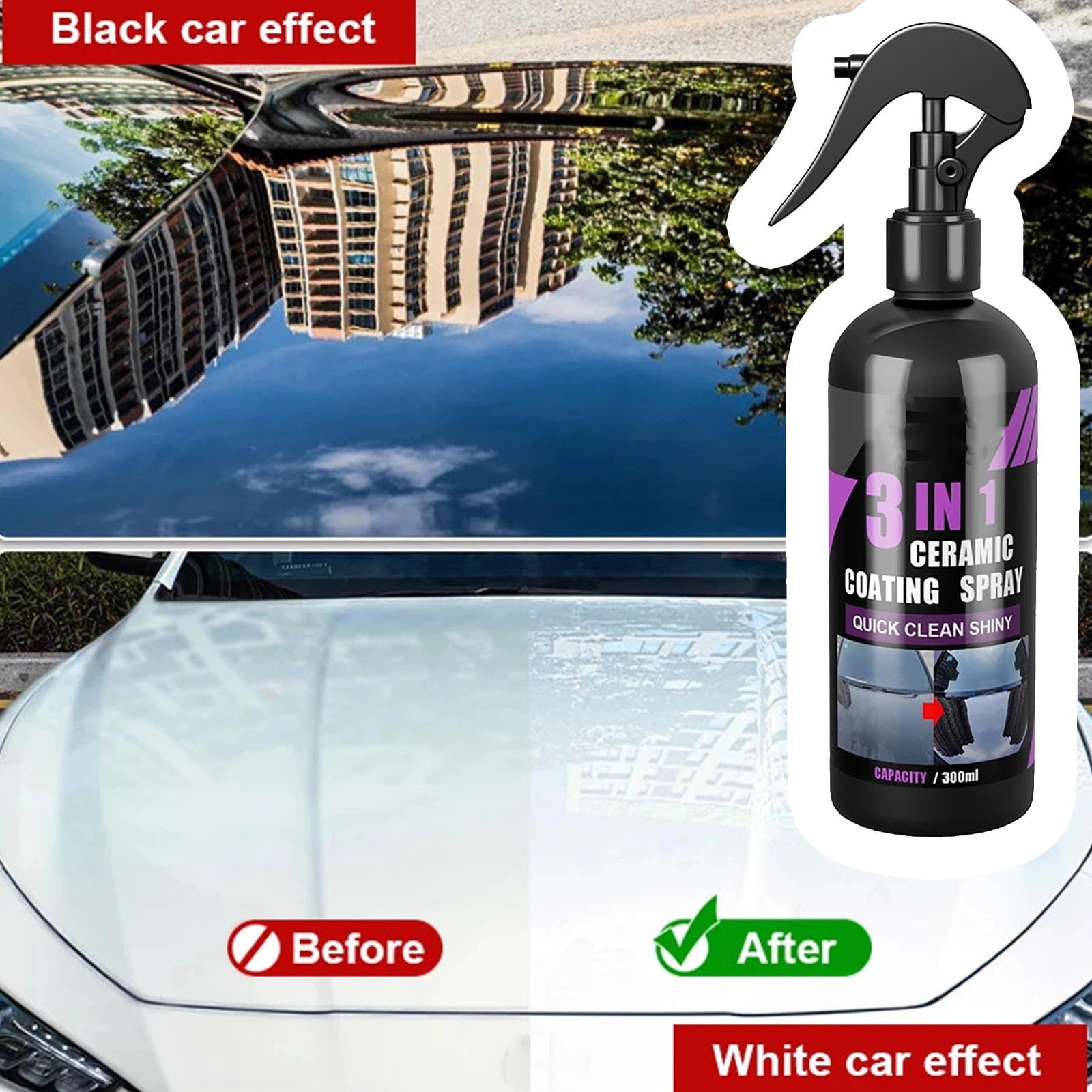 3-in-1 Ceramic Car Coating Spray – Quick Car Coating, Extremely Hydrophobic formula, Easy to ...