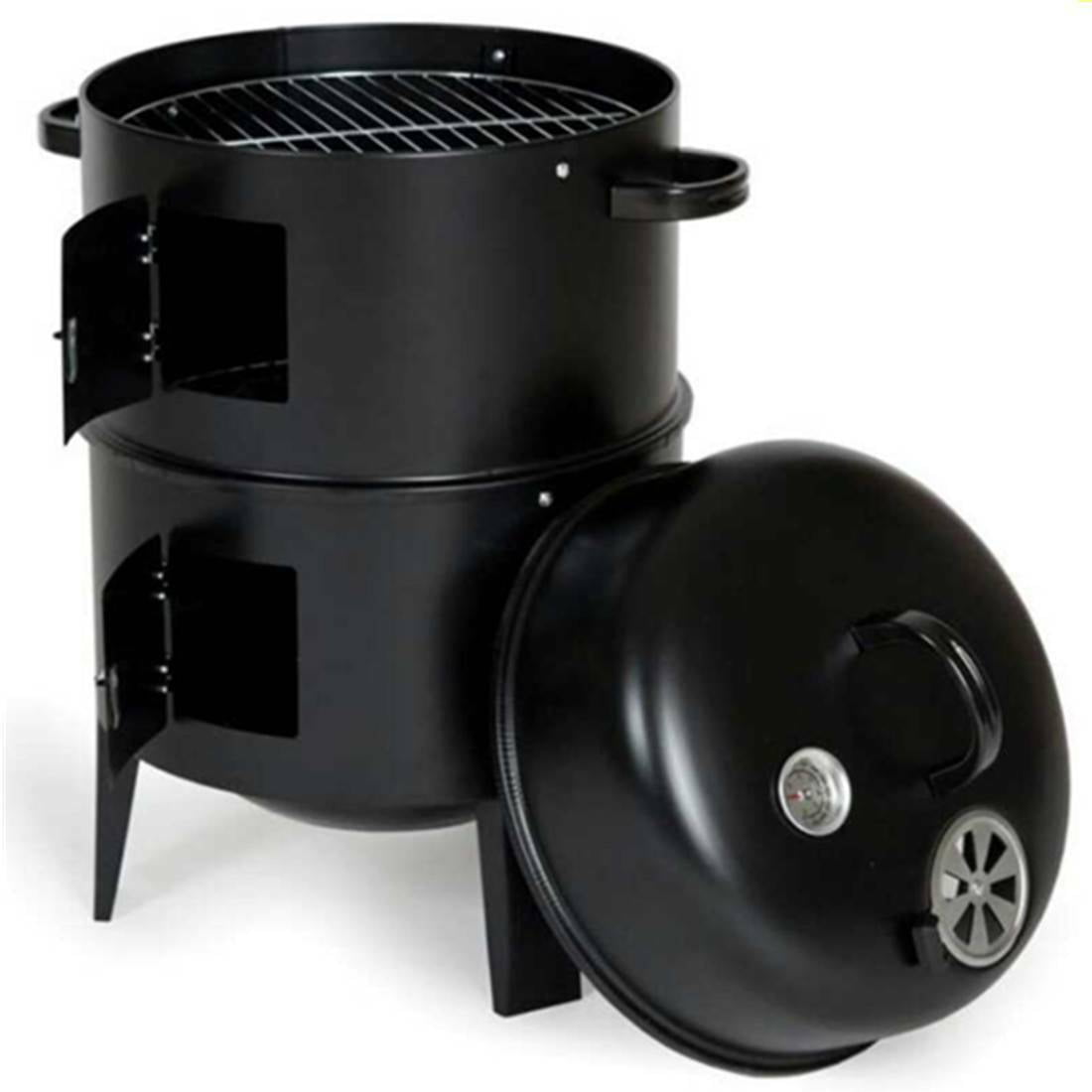3 in 1 Charcoal Vertical Smoker Grill BBQ Roaster Steel Barbecue Cooker ...