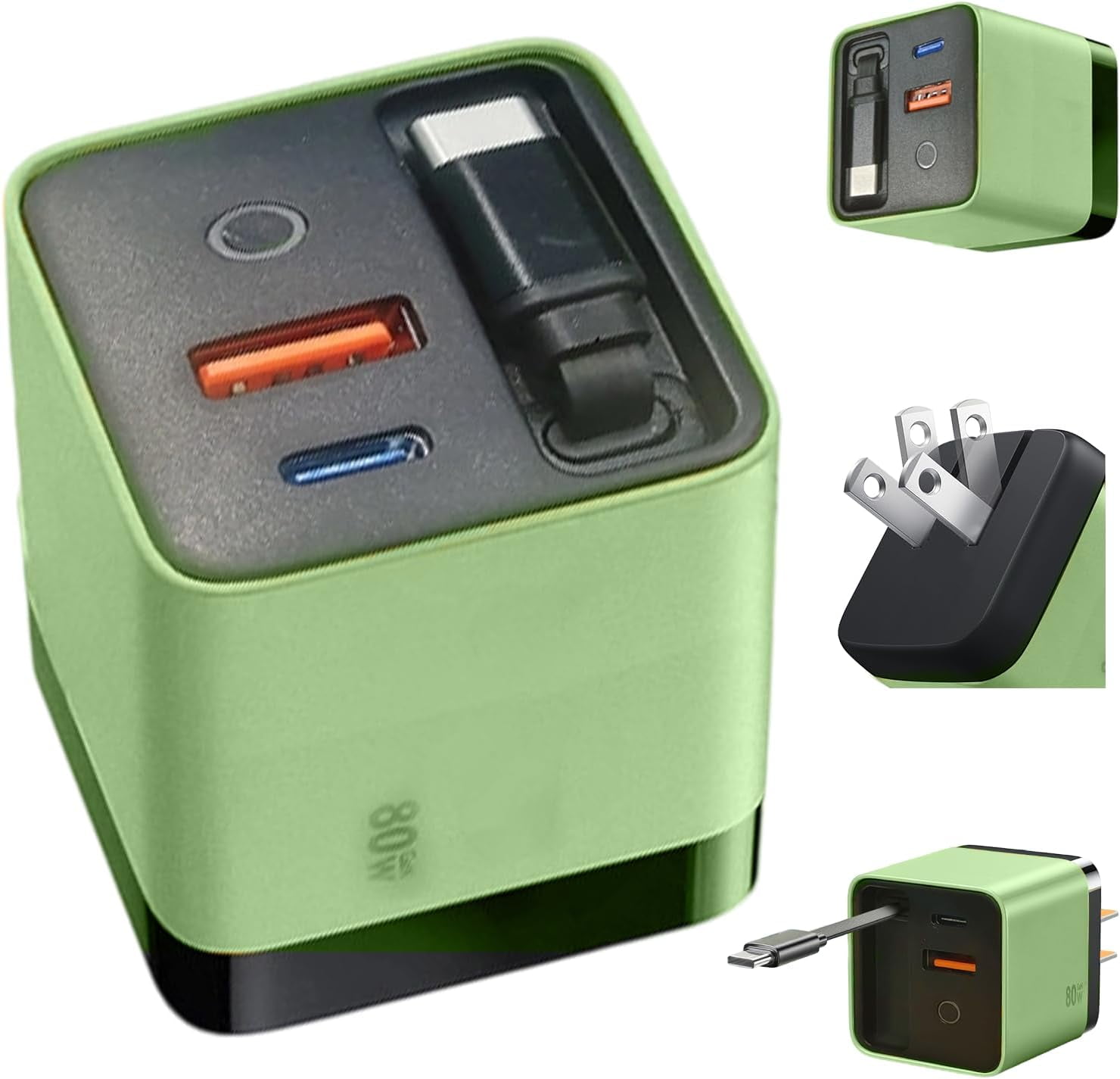 3 in 1 Charger Retractable 80W Max Fast, 80w Charger Retractable Cable ...