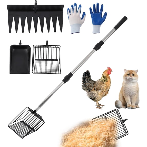 3-in-1 Chicken Coop Cleaning Tool Poop Scooper with Rake and Shovel ...
