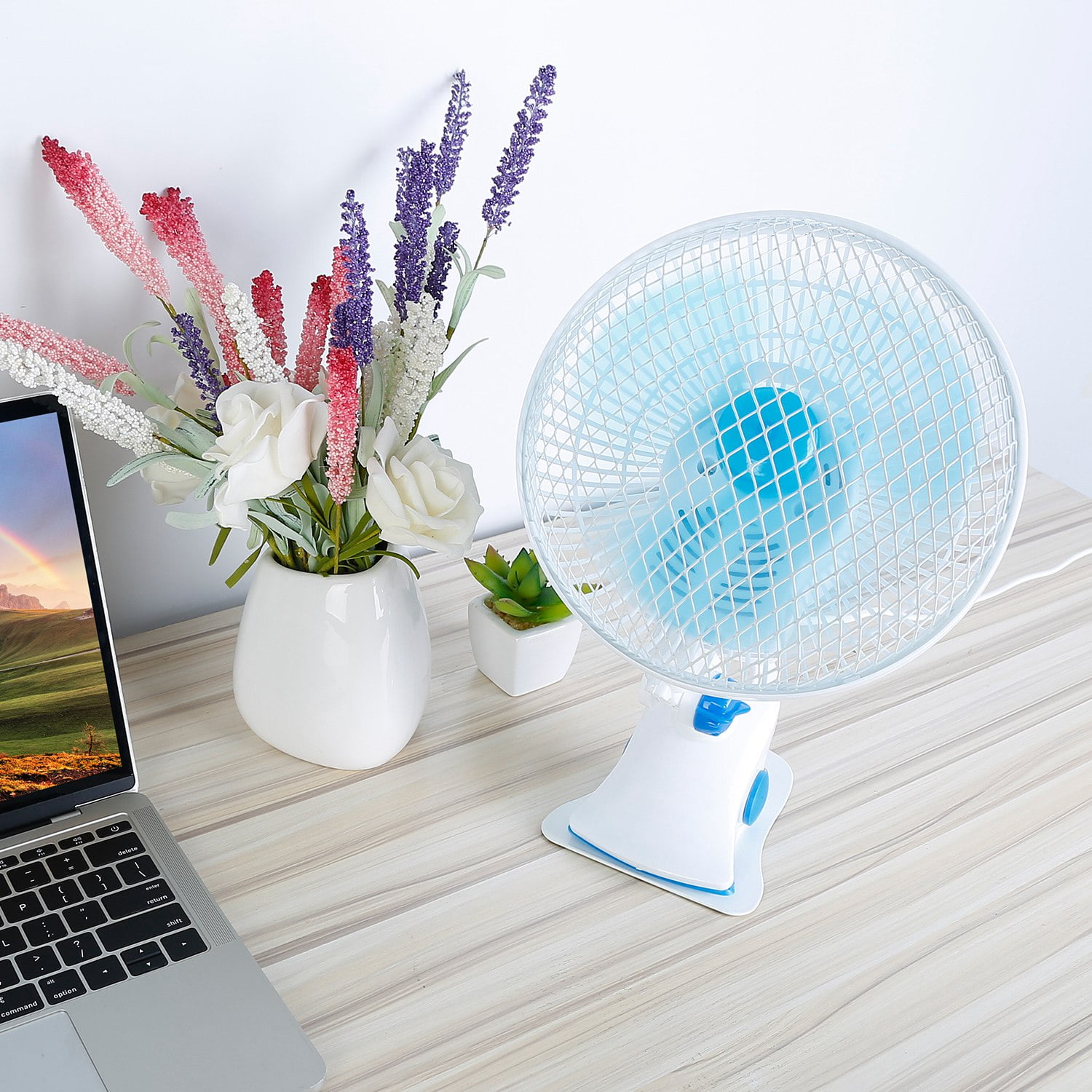 3-in-1 Clip On Fan, Quiet Small Desk Fan with 2 Speeds & Auto ...
