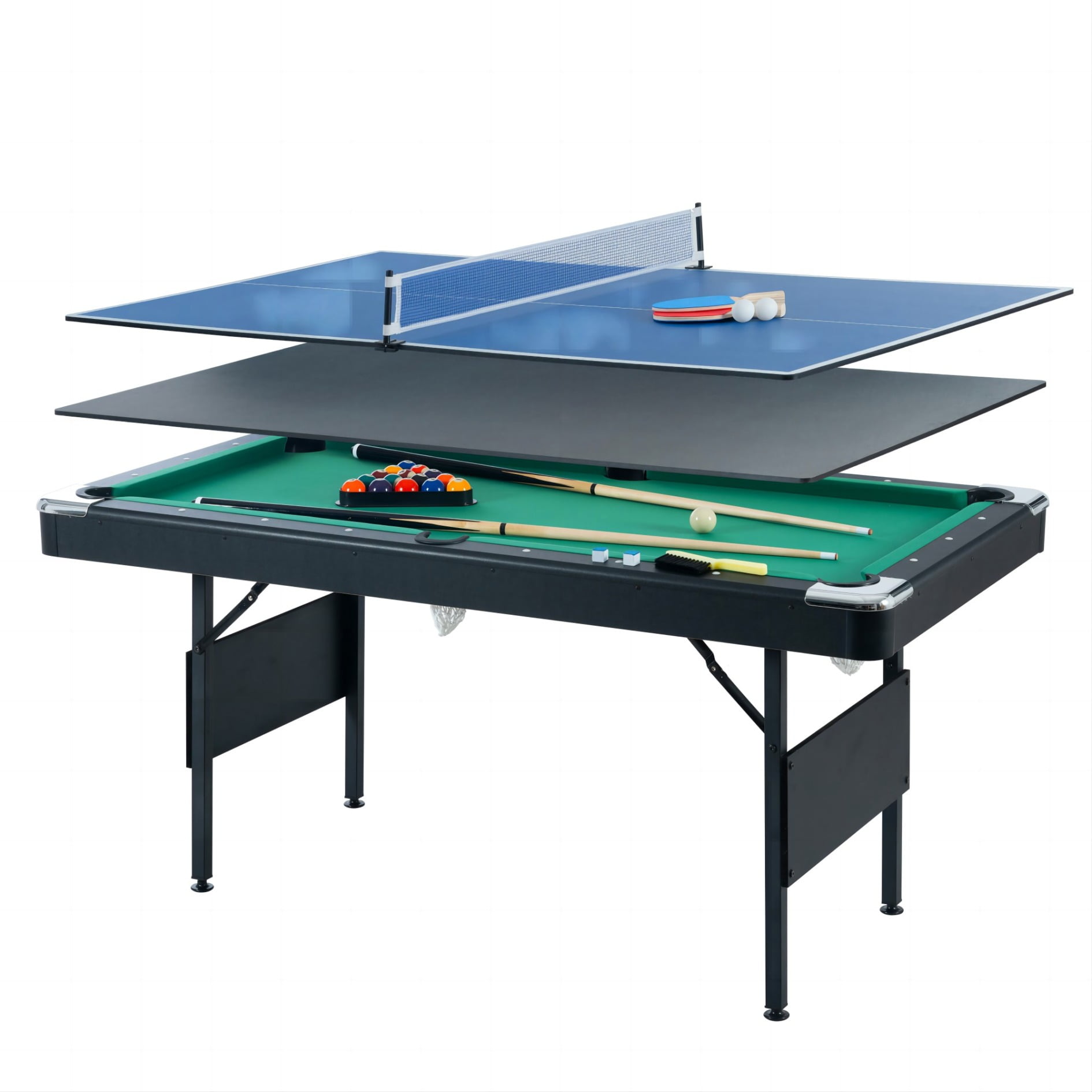3-in-1 Combo Game Table: Folding Pool & Table Tennis Table with ...